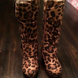 QQ Girls | Shoes | Brand New Leopard Slouch Boot Girls Toddler Sz 9 ...